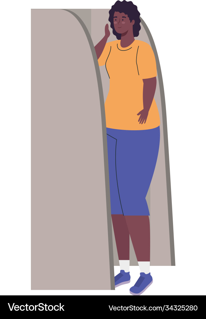 Black woman in voting booth design Royalty Free Vector Image