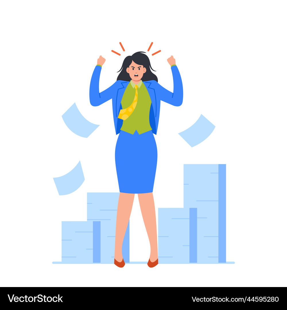 Busy manager at workplace with paper heap Vector Image