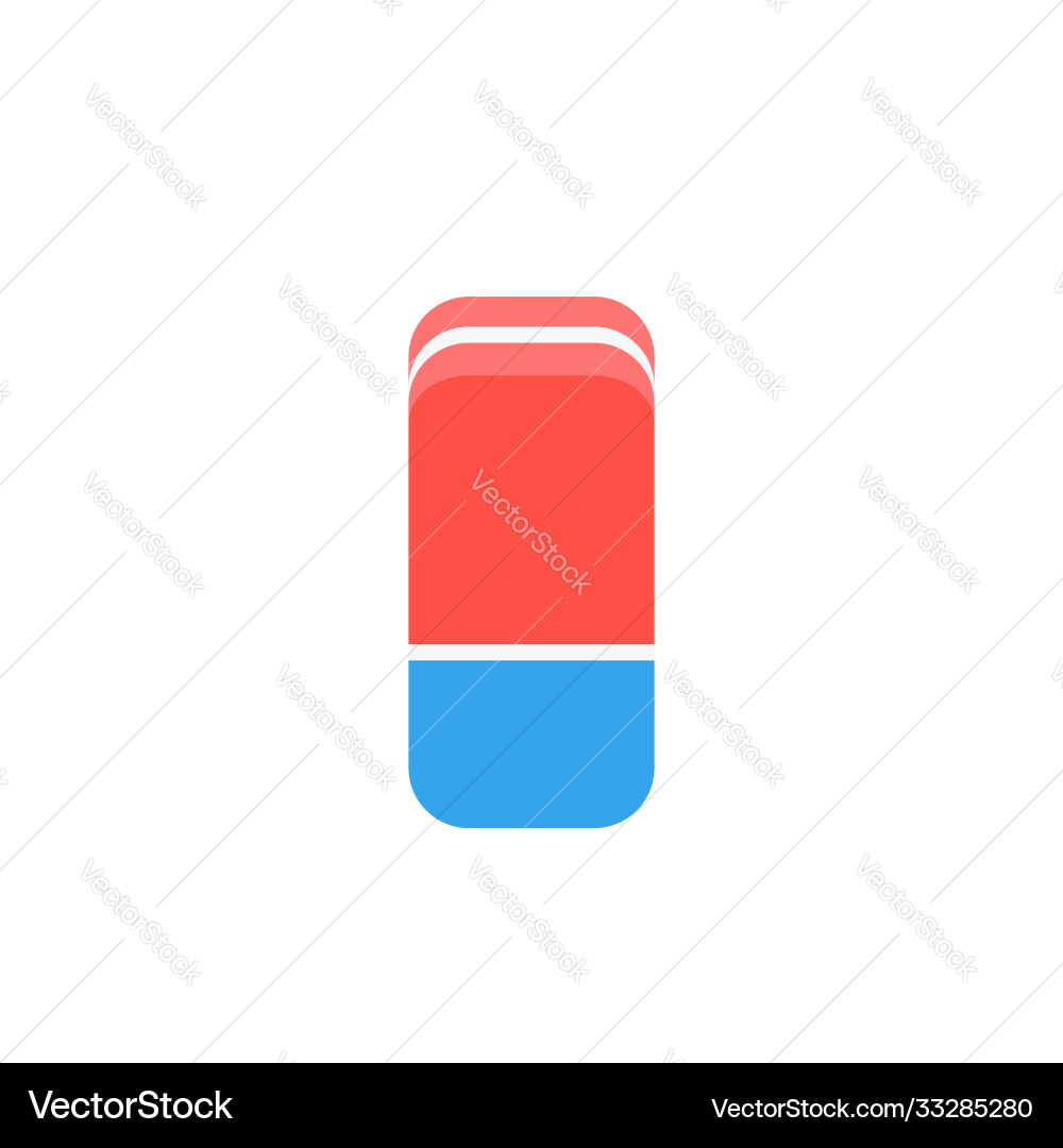 Cartoon blue and red eraser flat icon Royalty Free Vector