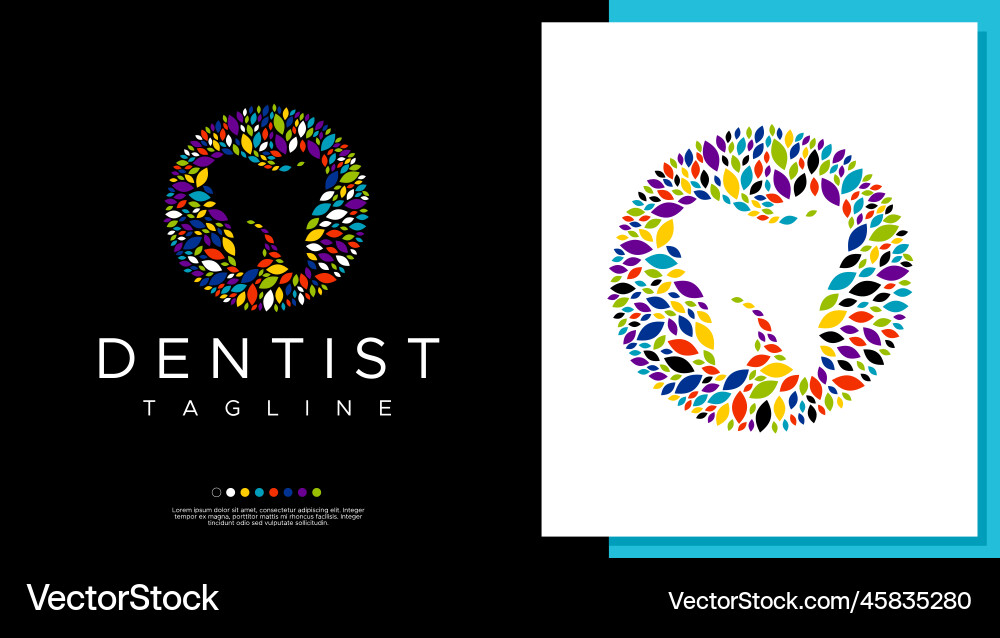Colorful leaf dental tooth logo design template Vector Image