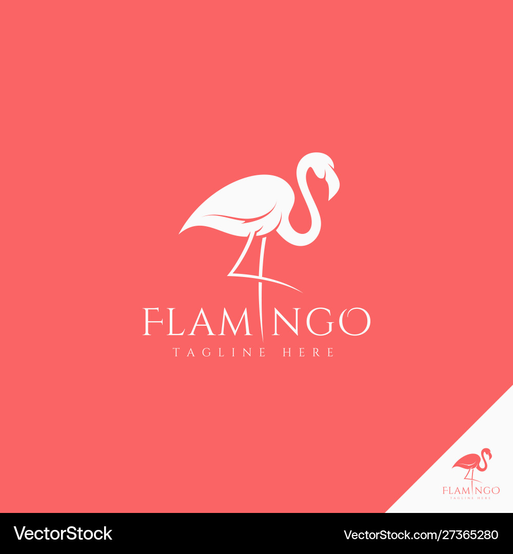 Flamingo logo with stylish simple silhouette art Vector Image