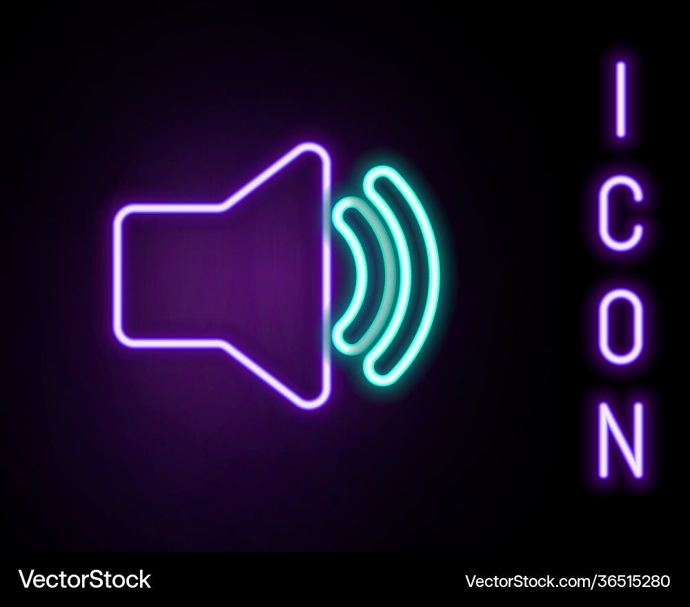 Glowing neon line speaker volume - audio voice Vector Image