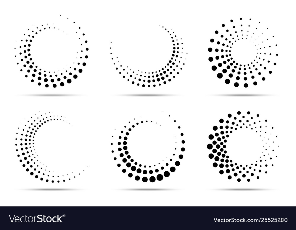 Halftone circular dotted frames circle halftone Vector Image