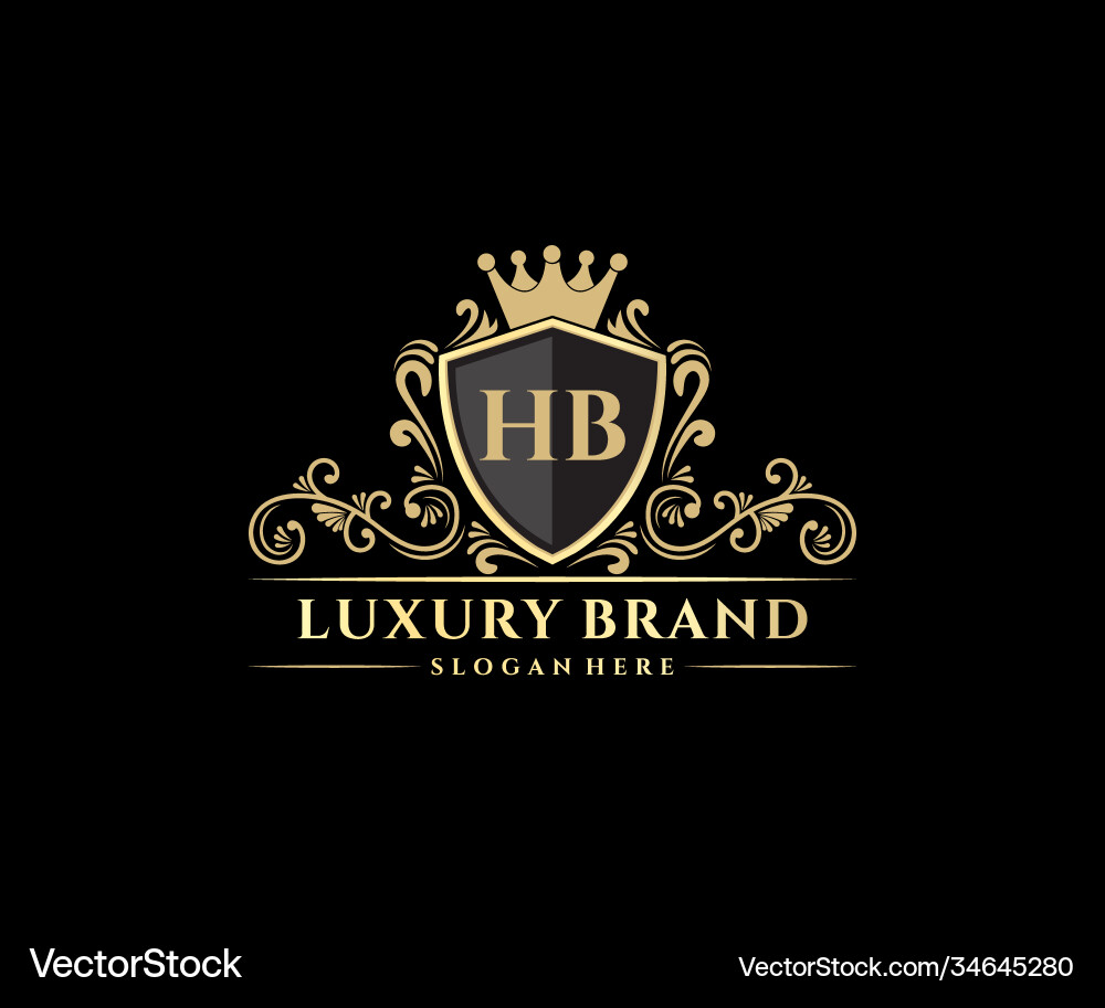 Hb initial letter gold calligraphic feminine Vector Image