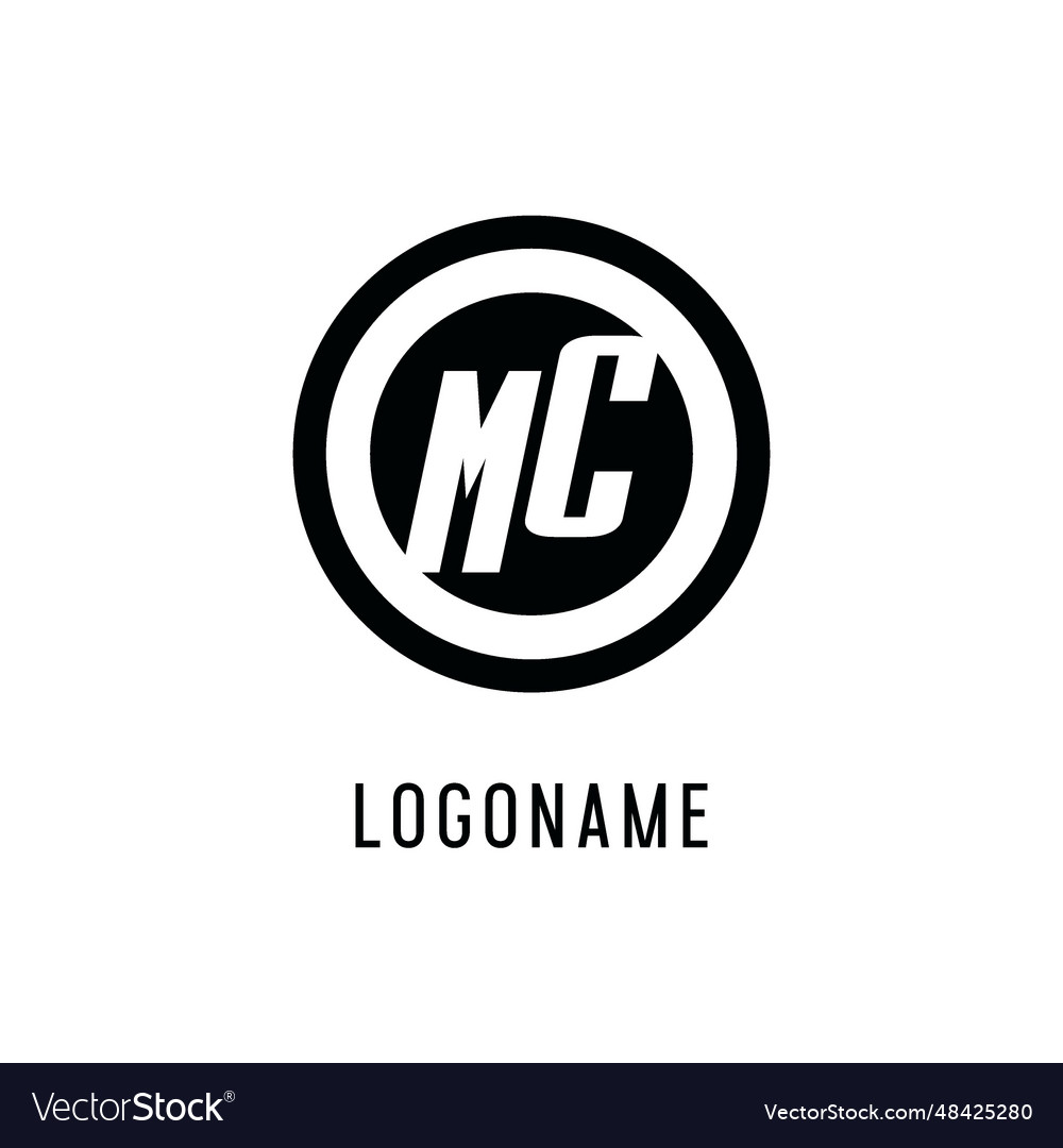Initial mc logo concentric circle line clean Vector Image