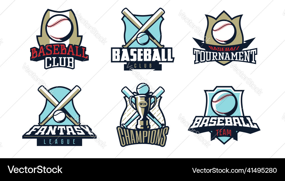 Set of logos baseball emblems colorful Royalty Free Vector
