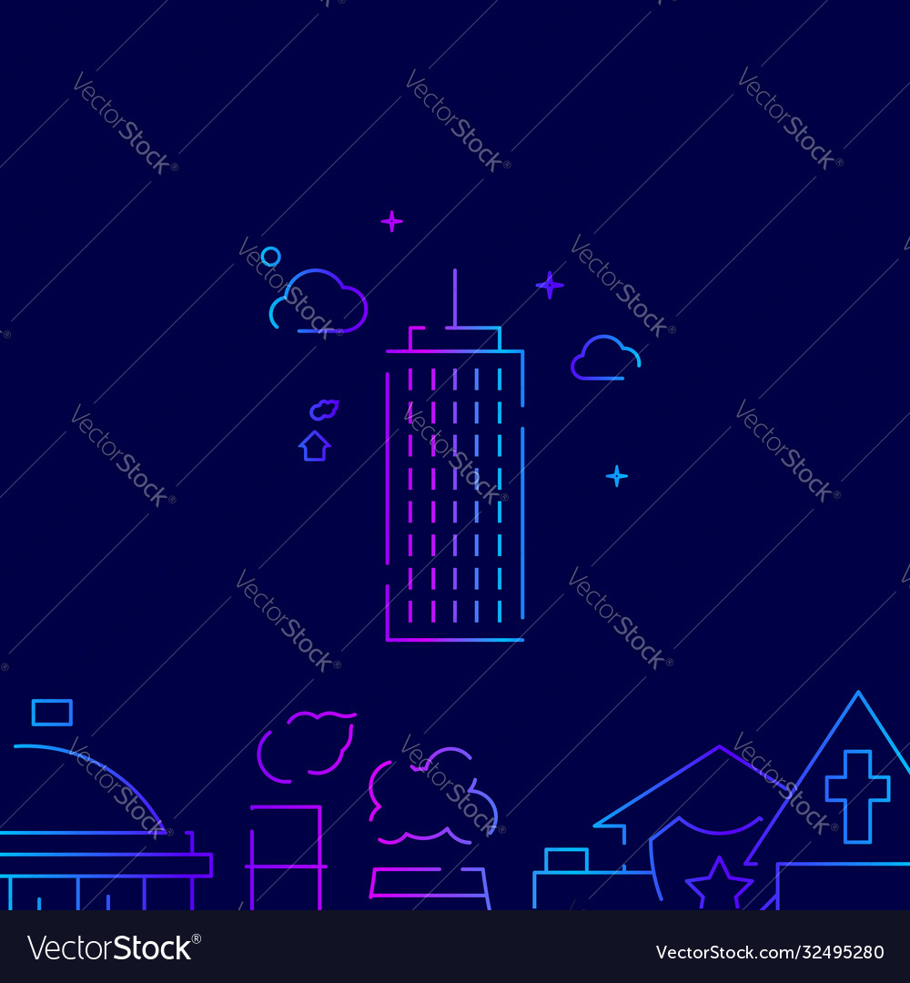 Skyscraper high-riser gradient line icon Vector Image