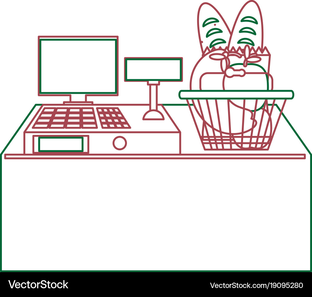 Supermarket cash register design Royalty Free Vector Image