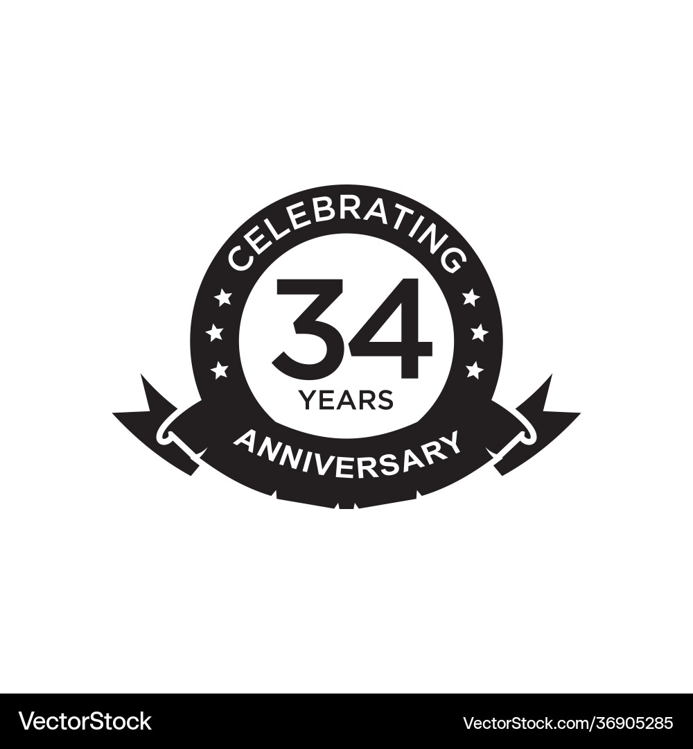 34th year celebrating anniversary logo design Vector Image