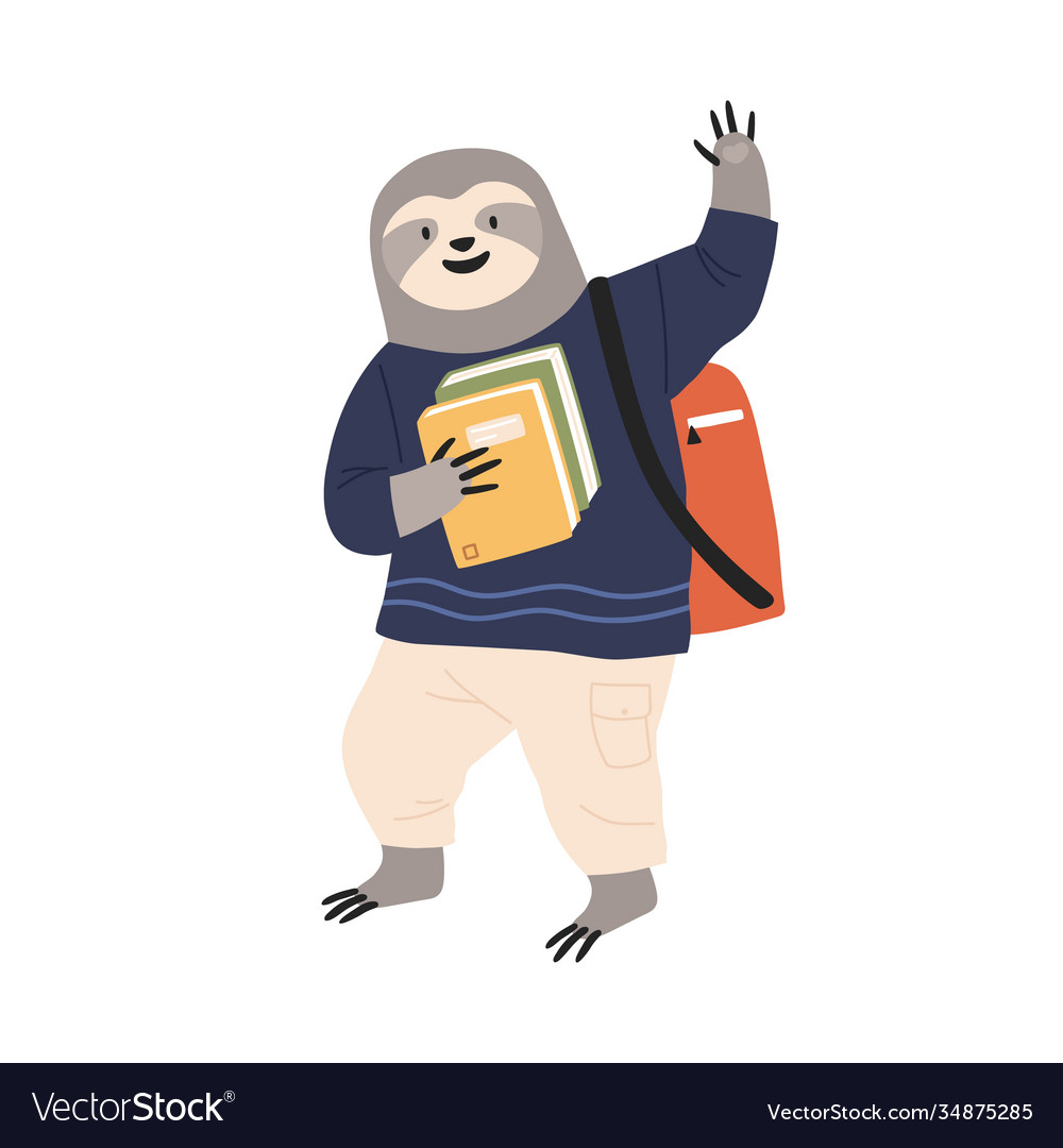 Animalistic childish character student carrying Vector Image Animalistic childish character student carrying Vector Image