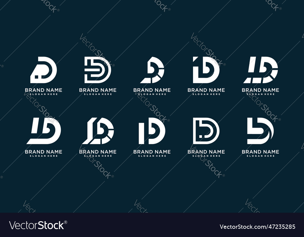 D logo collection with creative concept premium Vector Image