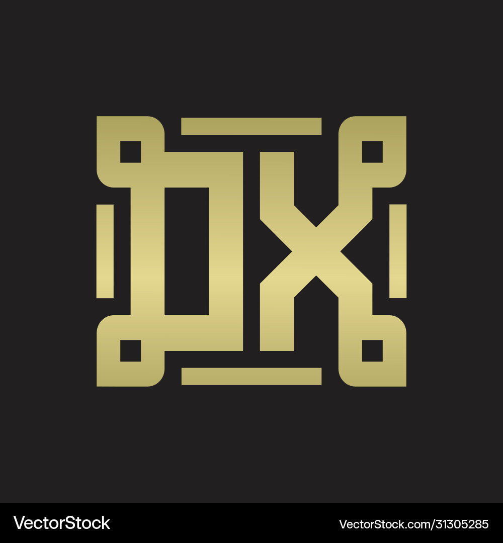 Dx logo monogram with piece line art design Vector Image