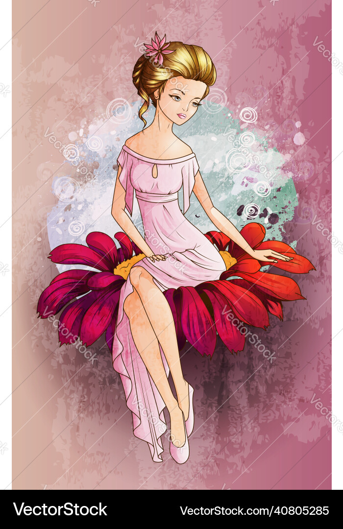 Fairytale character thumbelina siting Royalty Free Vector