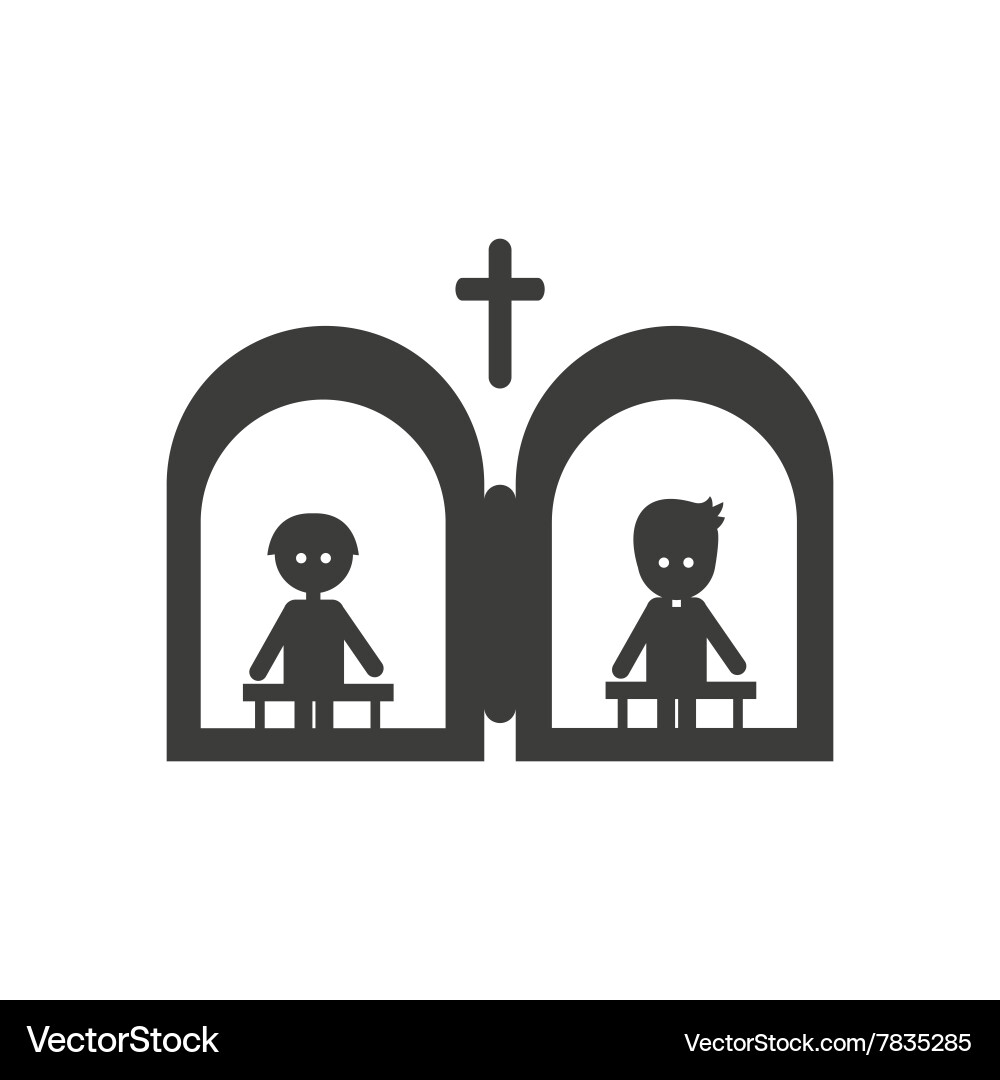 Flat icon in black and white style confession Vector Image