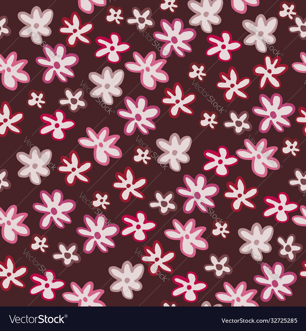 Floral seamless doodle pattern with daisy flowers Vector Image