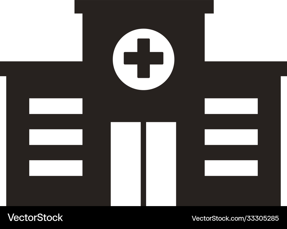 Hospital building silhouette style icon Royalty Free Vector