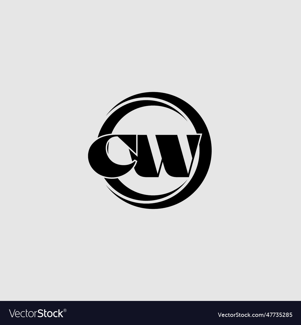 Letters cw simple circle linked line logo Vector Image