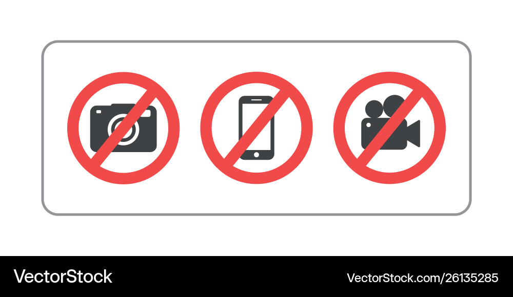 Prohibition sign no camera mobile phone Royalty Free Vector