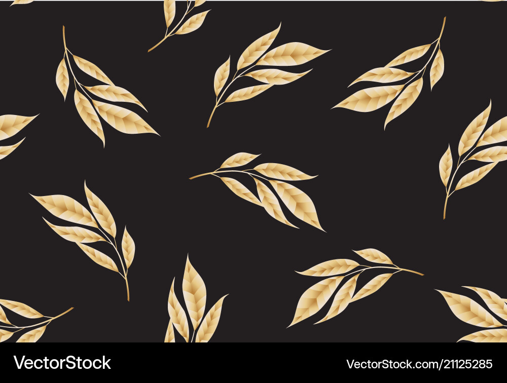 Seamless pattern consisting of gold plant branches