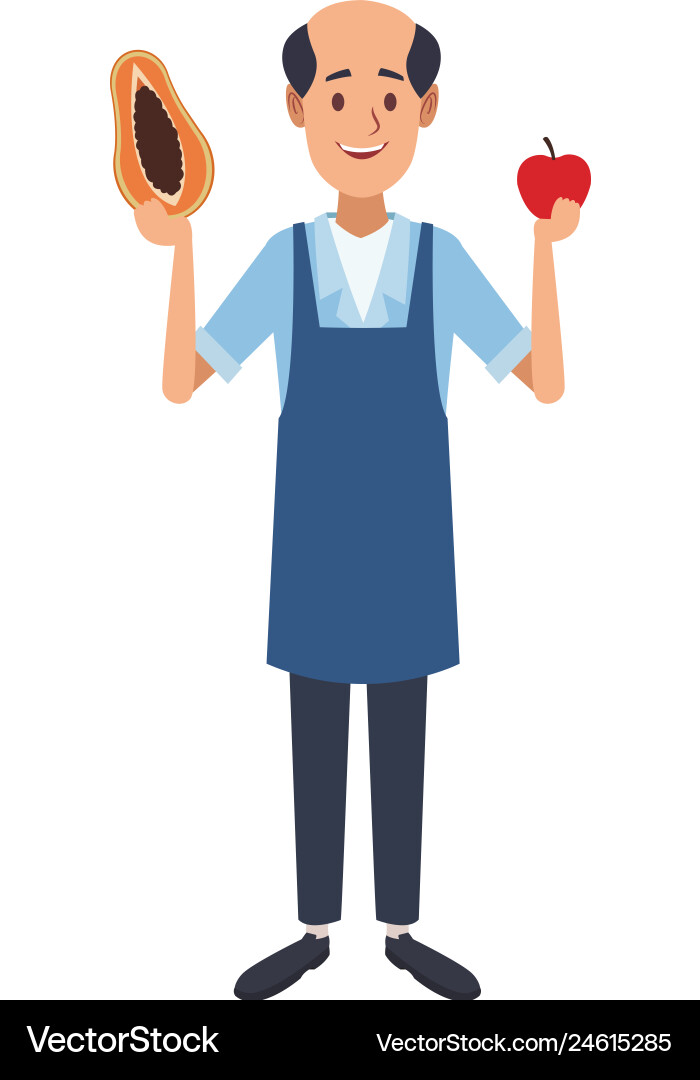 Shopkeeper with fruits Royalty Free Vector Image