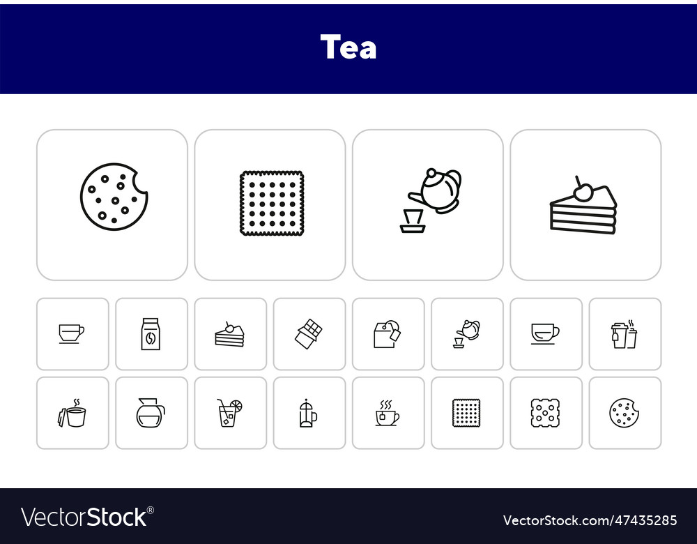 Tea line icon set Royalty Free Vector Image - VectorStock
