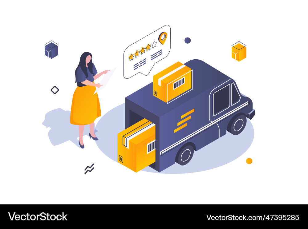 Transportation logistics concept in 3d isometric Vector Image