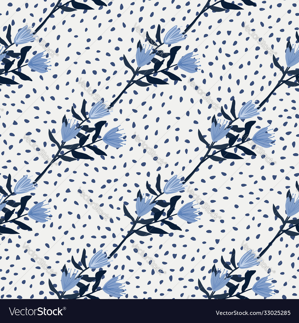Tulip diagonal ornament seamless pattern blue Vector Image