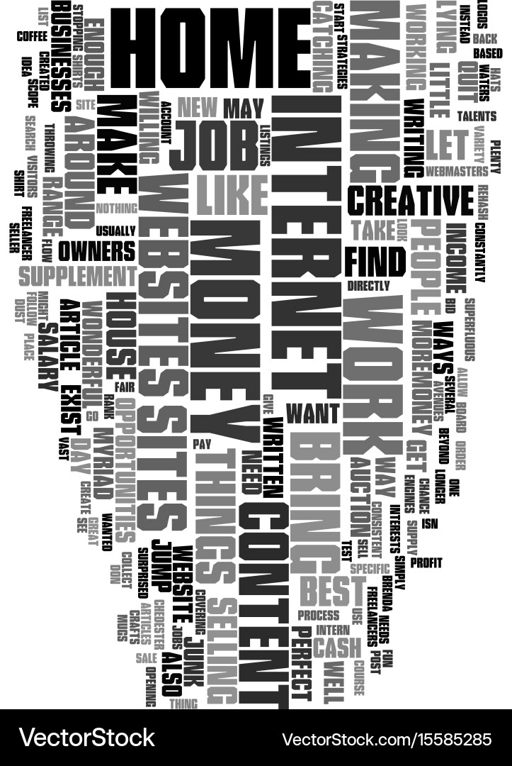 Work at home for fun and profit text word cloud Vector Image
