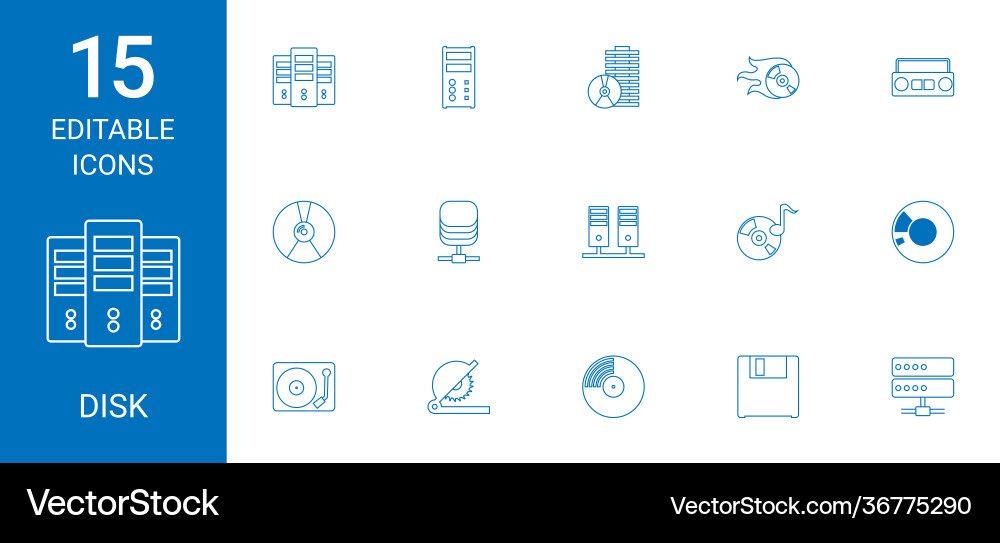 15 disk icons Royalty Free Vector Image - VectorStock