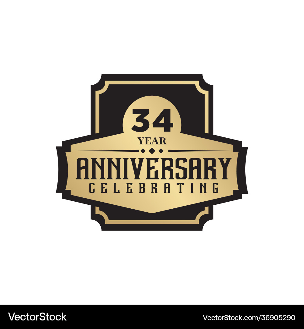 34th year celebrating anniversary logo design Vector Image