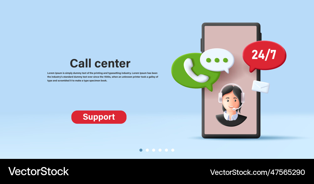 3d render style of call center Royalty Free Vector Image