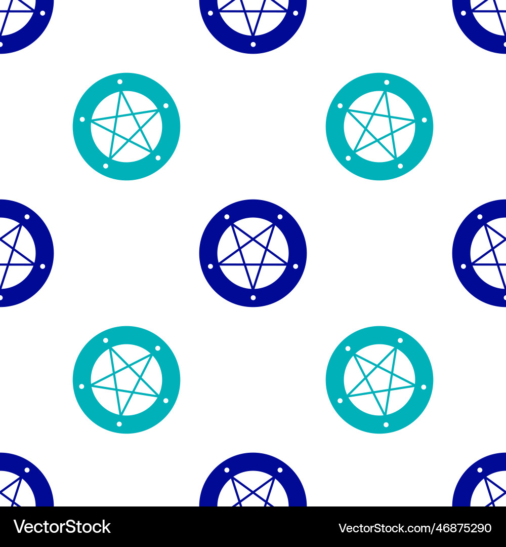 Blue pentagram in a circle icon isolated seamless Vector Image