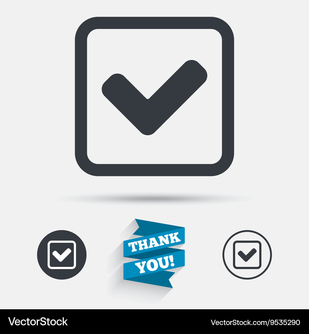 Check mark sign icon yes square symbol Royalty Free Vector