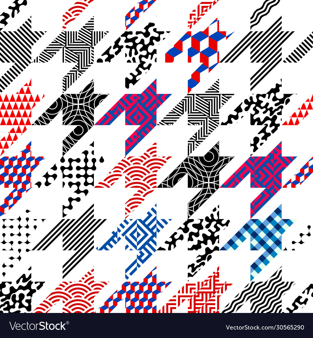 Classic hounds-tooth pattern in a patchwork Vector Image