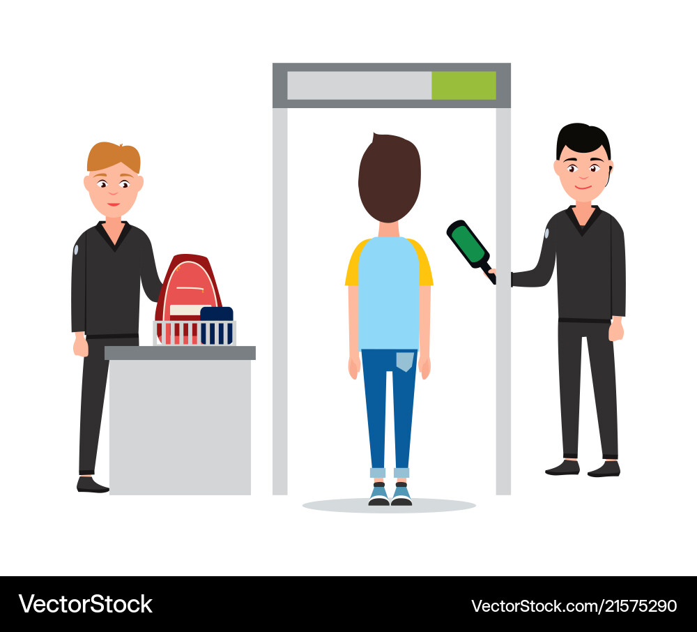 Control luggage in airport Royalty Free Vector Image