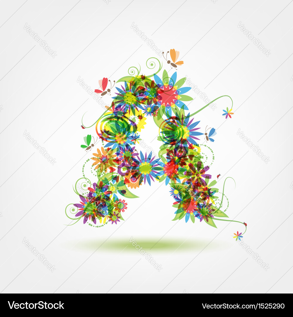 Floral letter for your design Royalty Free Vector Image
