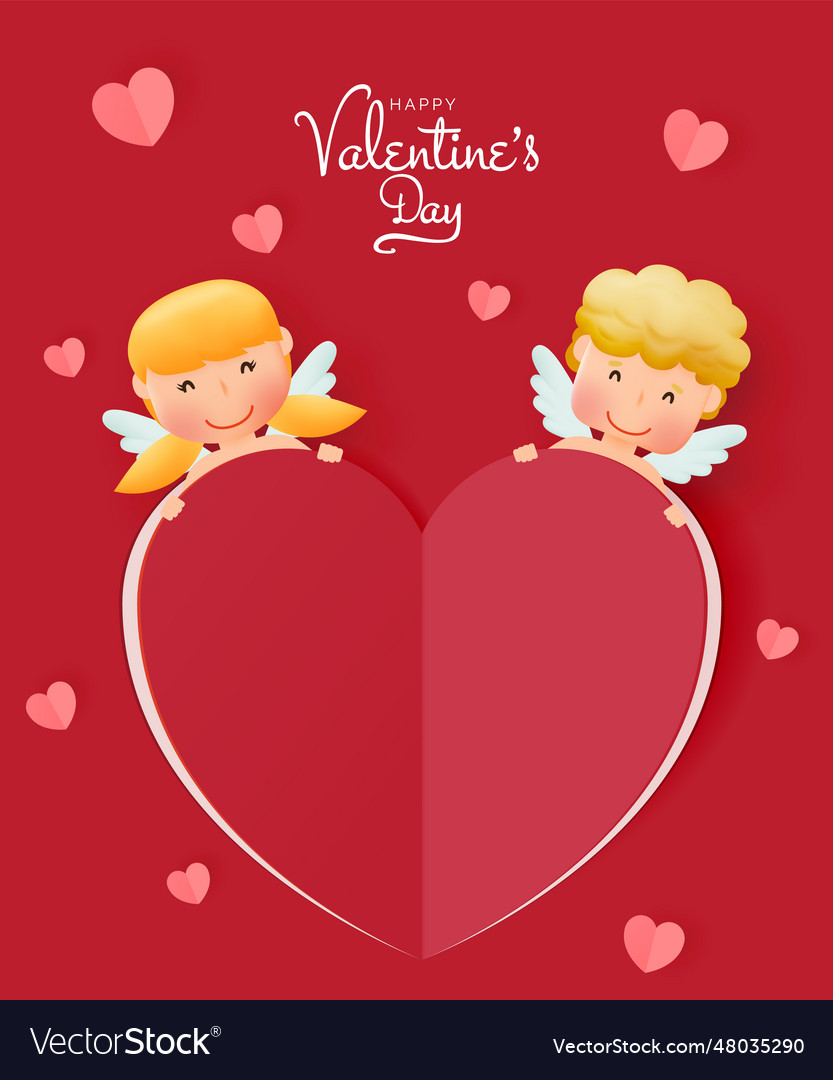 Happy valentines day with cute cupid Royalty Free Vector