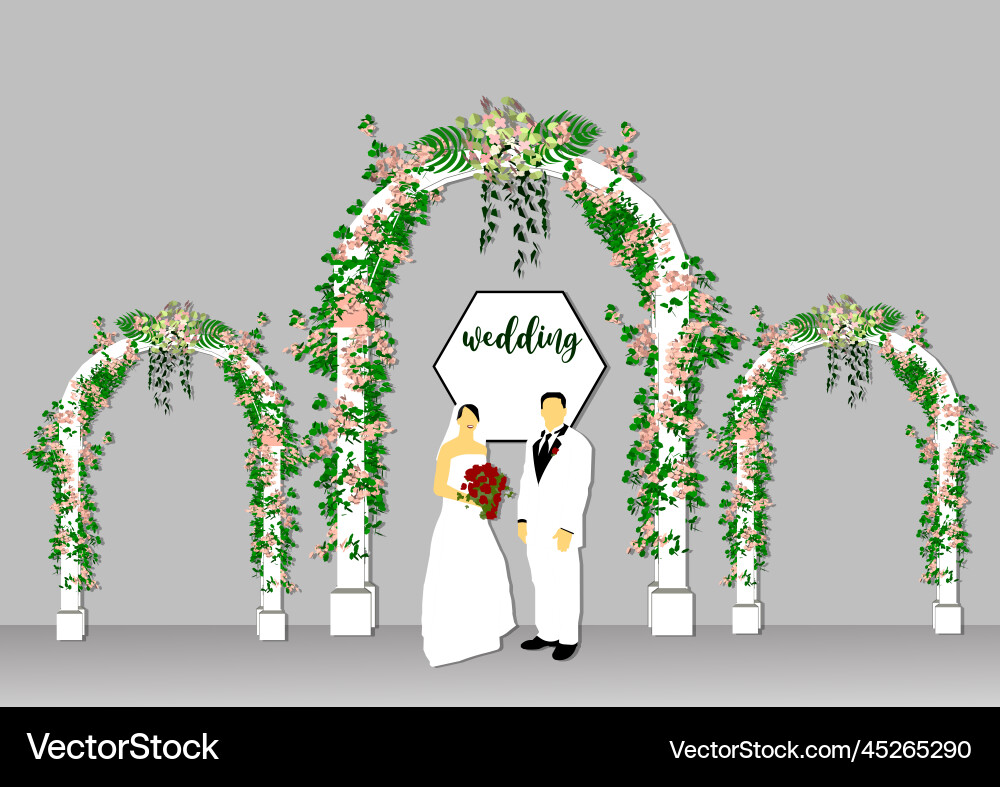 Newly married couple flat color faceless Vector Image