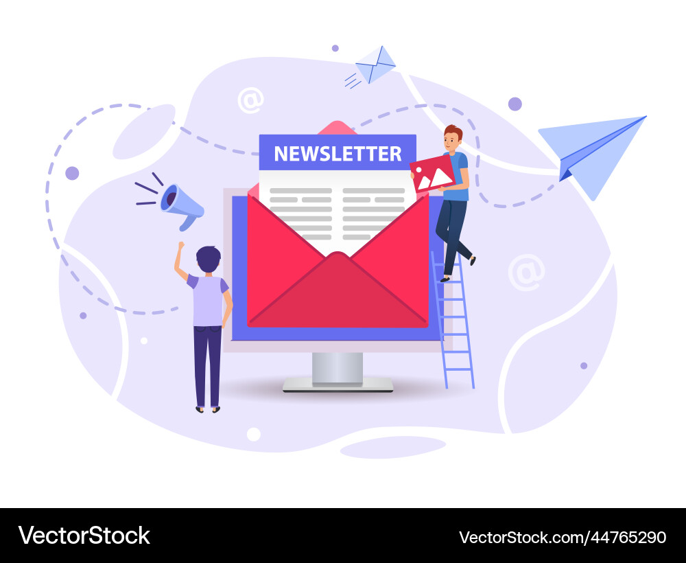 Newsletter subscription concept email is sent Vector Image