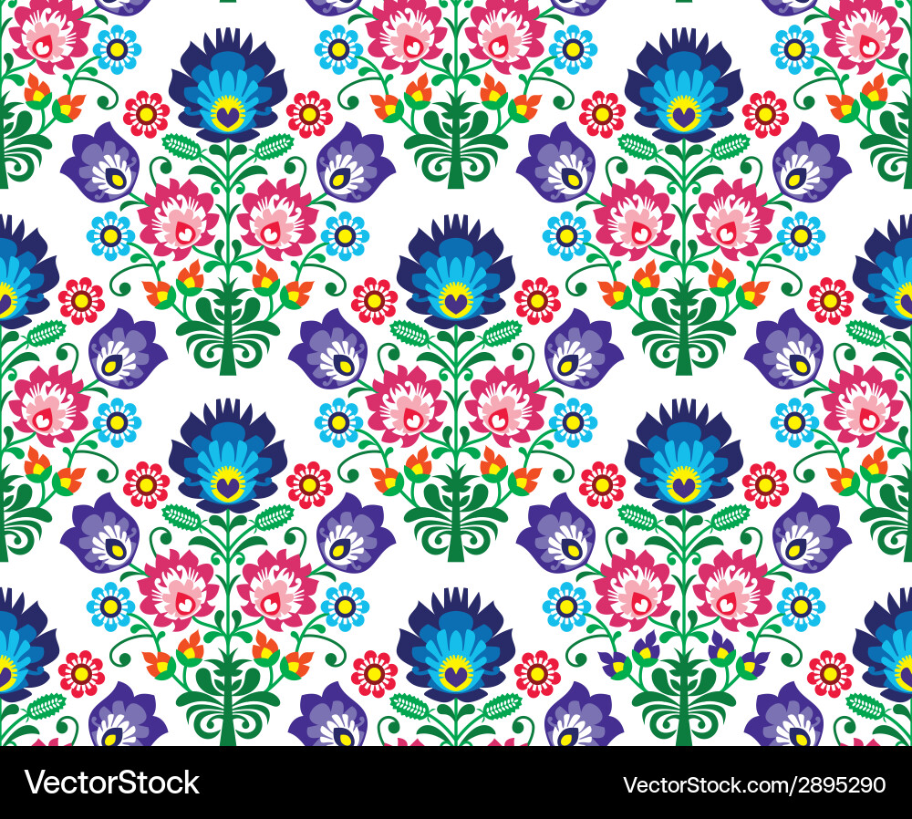 Seamless polish slavic folk art floral pattern Vector Image
