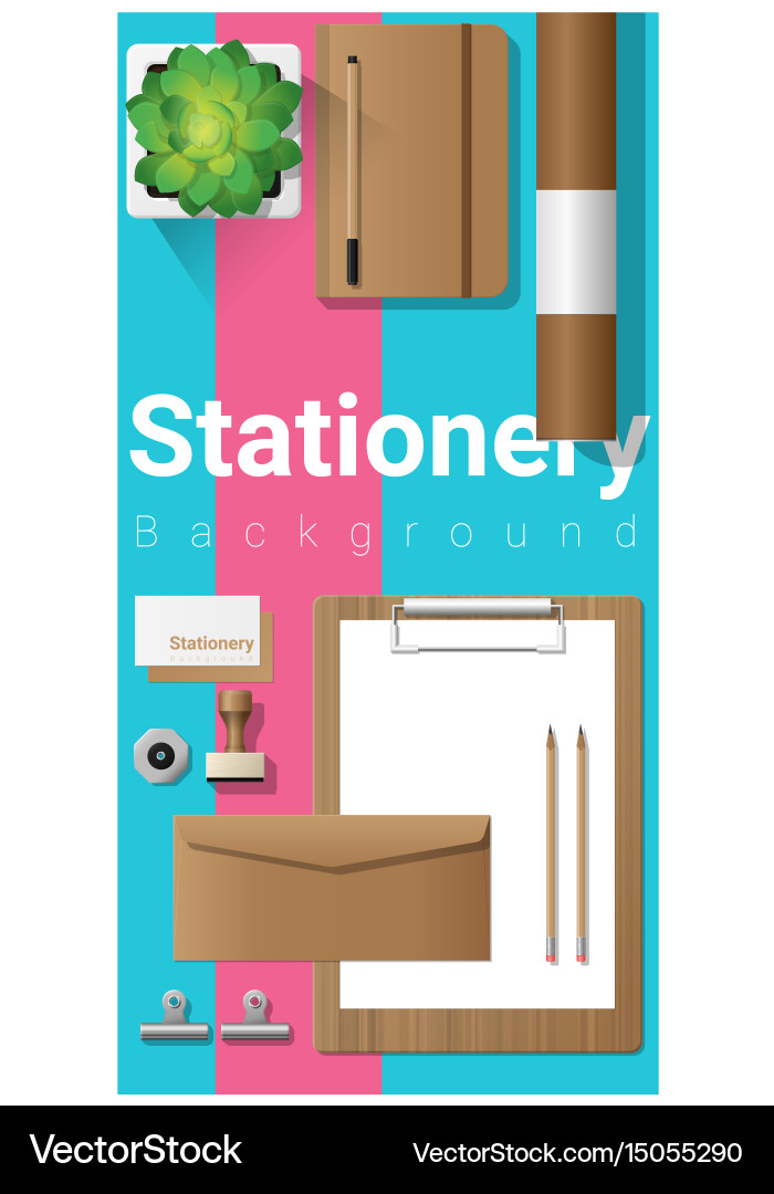 Stationery scene with office equipment Royalty Free Vector