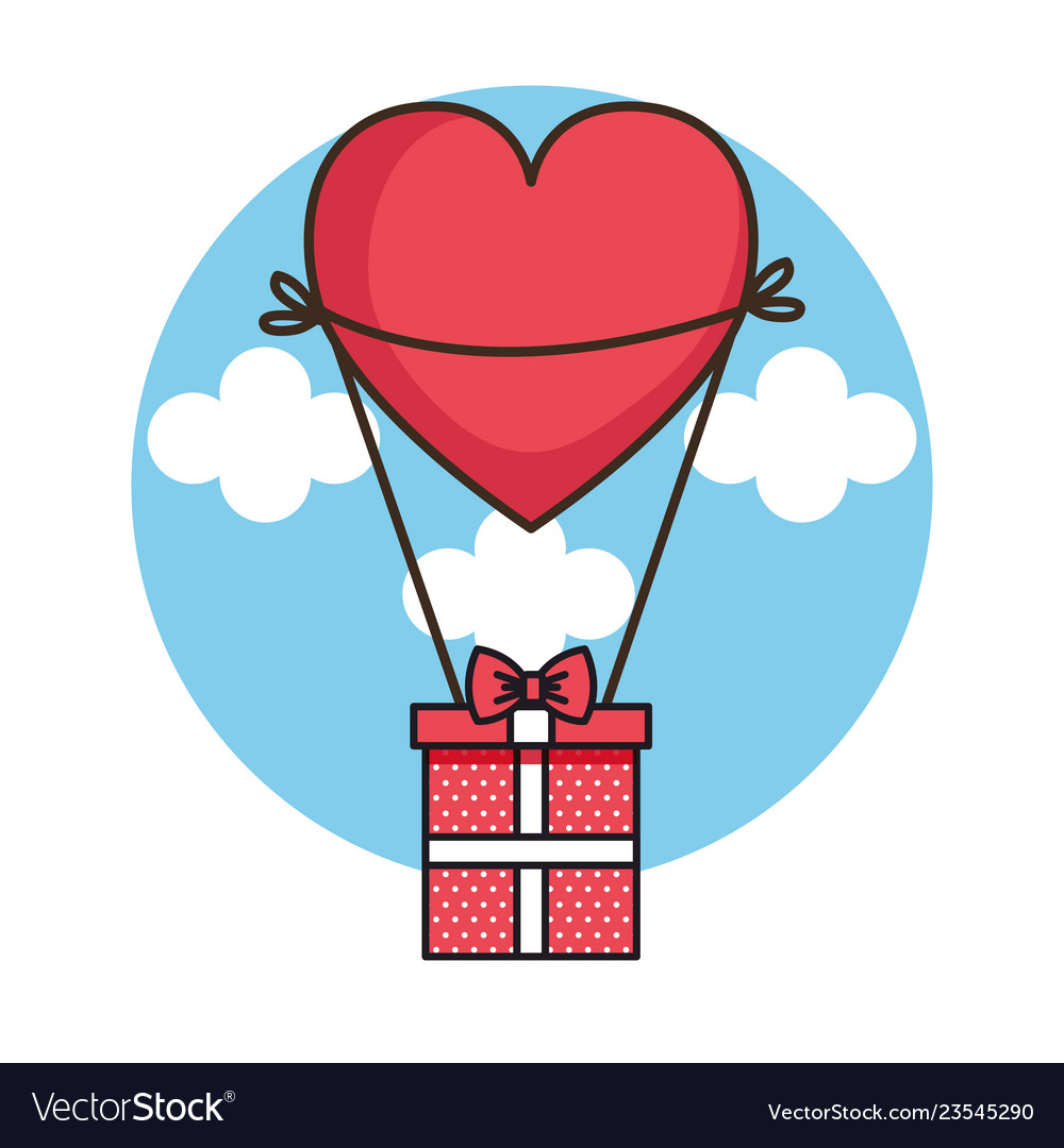Valentines day card with balloon air hot Vector Image