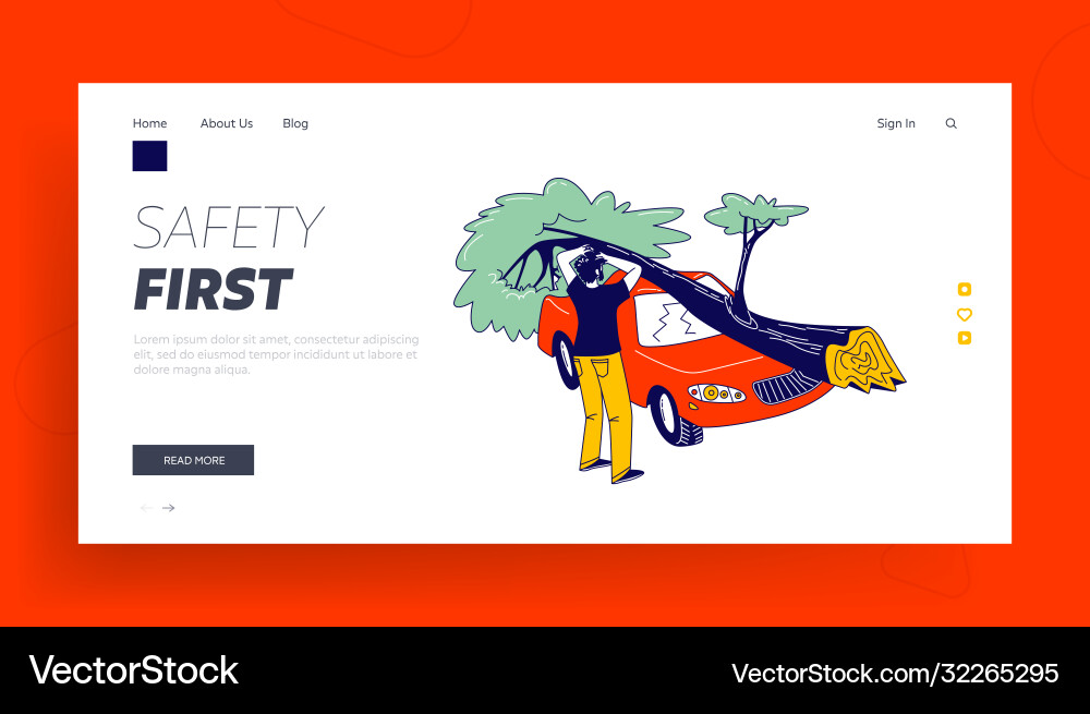 Cataclysm disaster landing page template male Vector Image