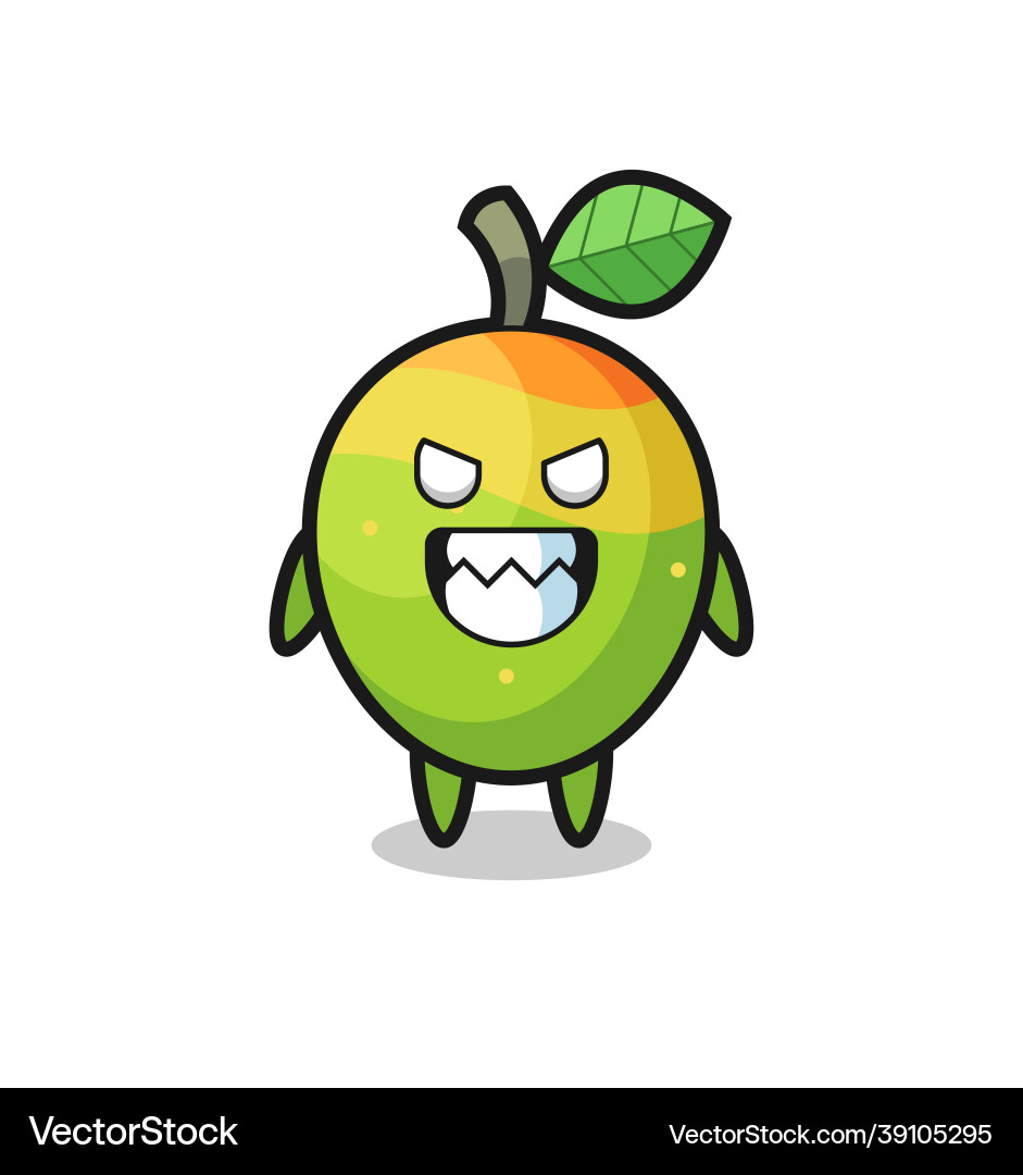 Evil expression of the mango cute mascot character