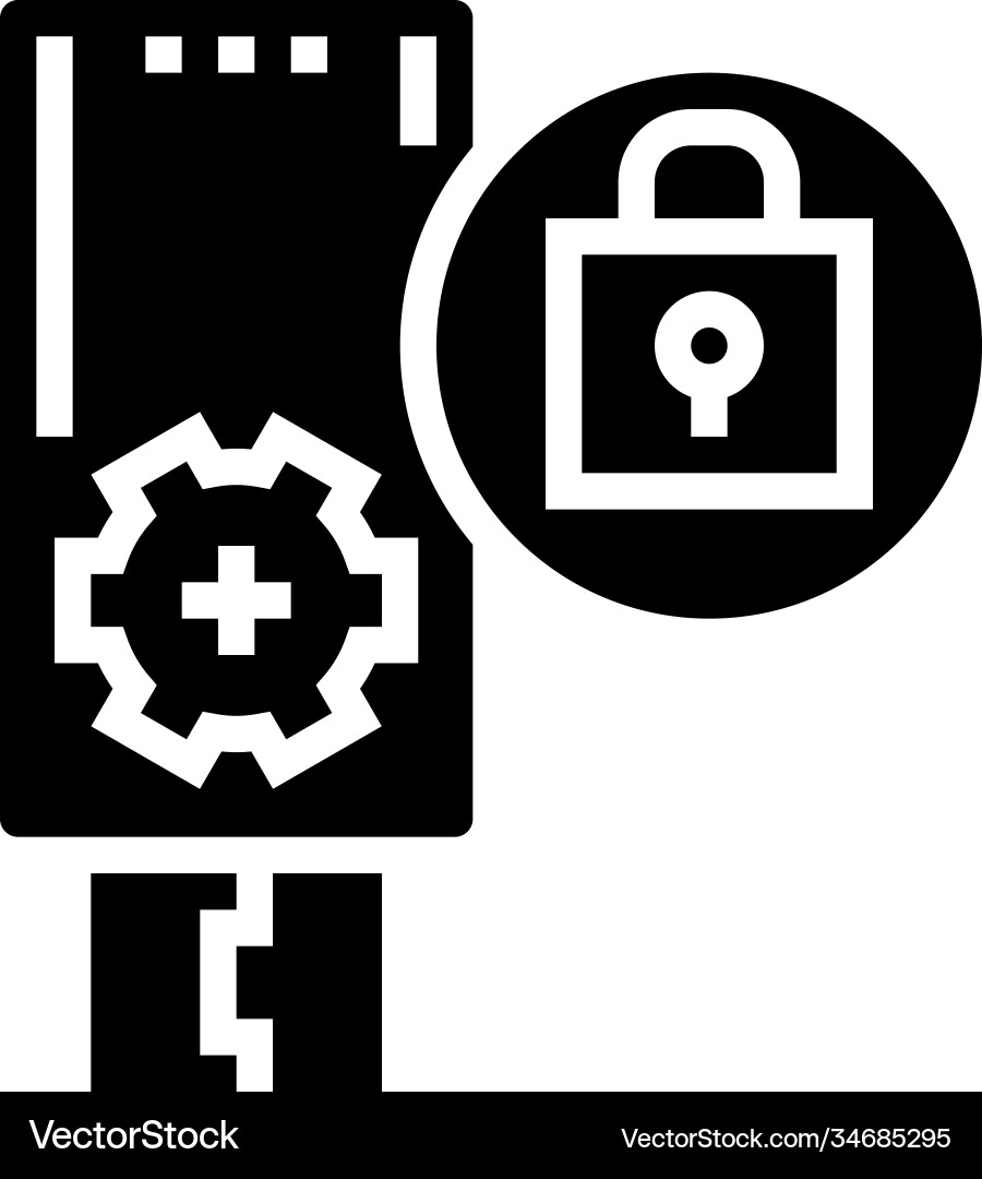 Flash drive password glyph icon Royalty Free Vector Image