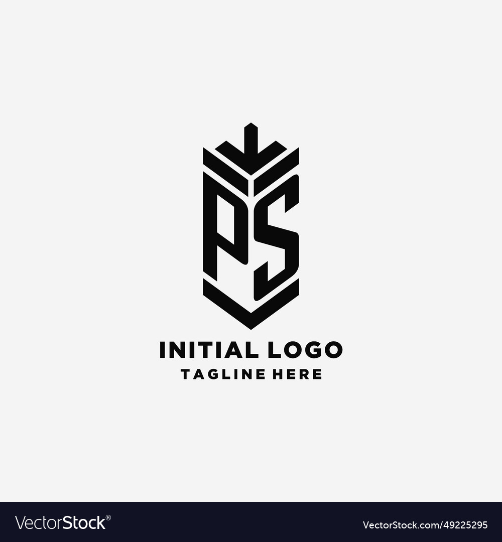 Initials ps shield logo design creative monogram Vector Image