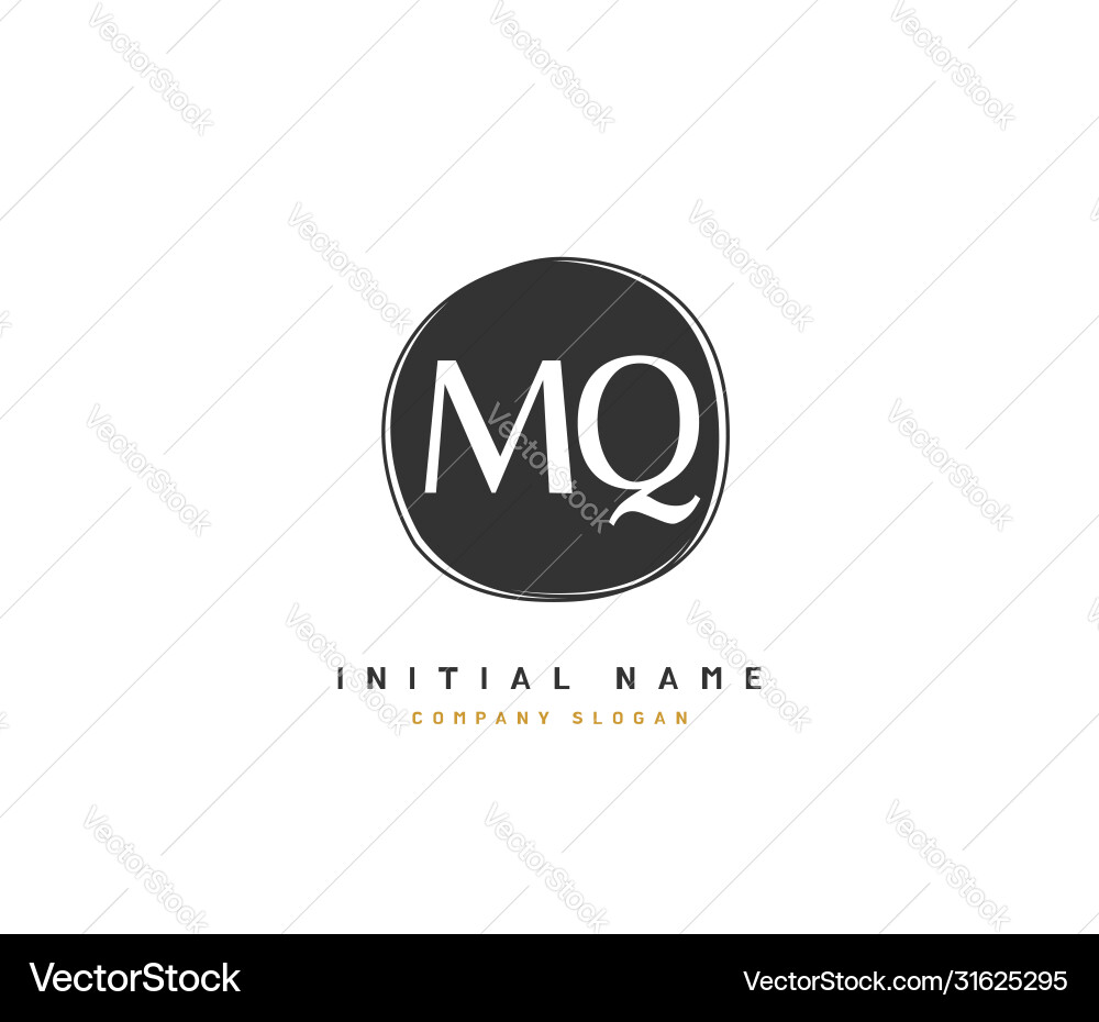 M q mq beauty initial logo handwriting logo Vector Image