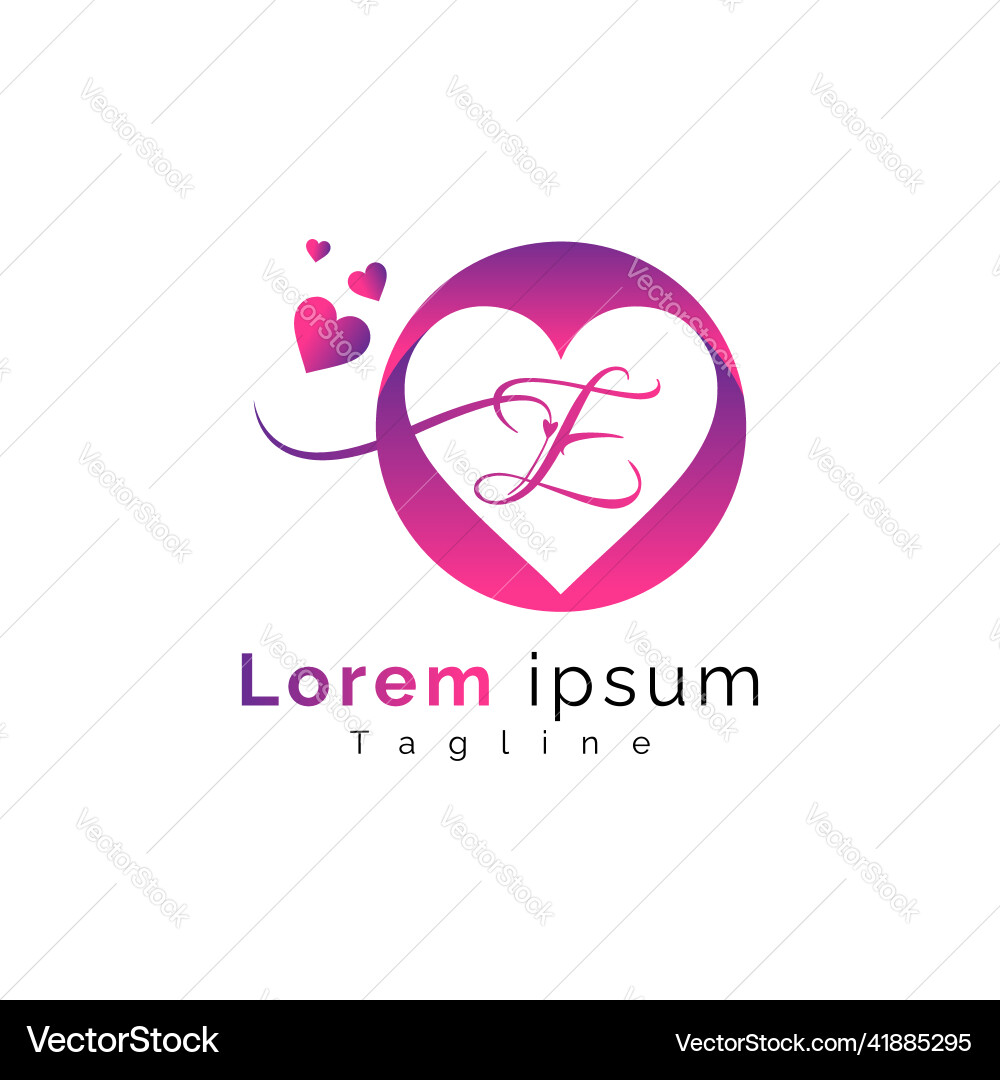 Modern love heart with e letter logo design Vector Image