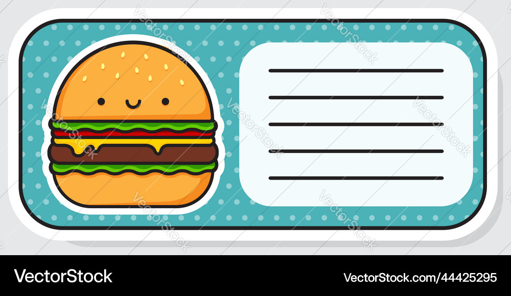 Notebook label cute burger baby stickers Vector Image