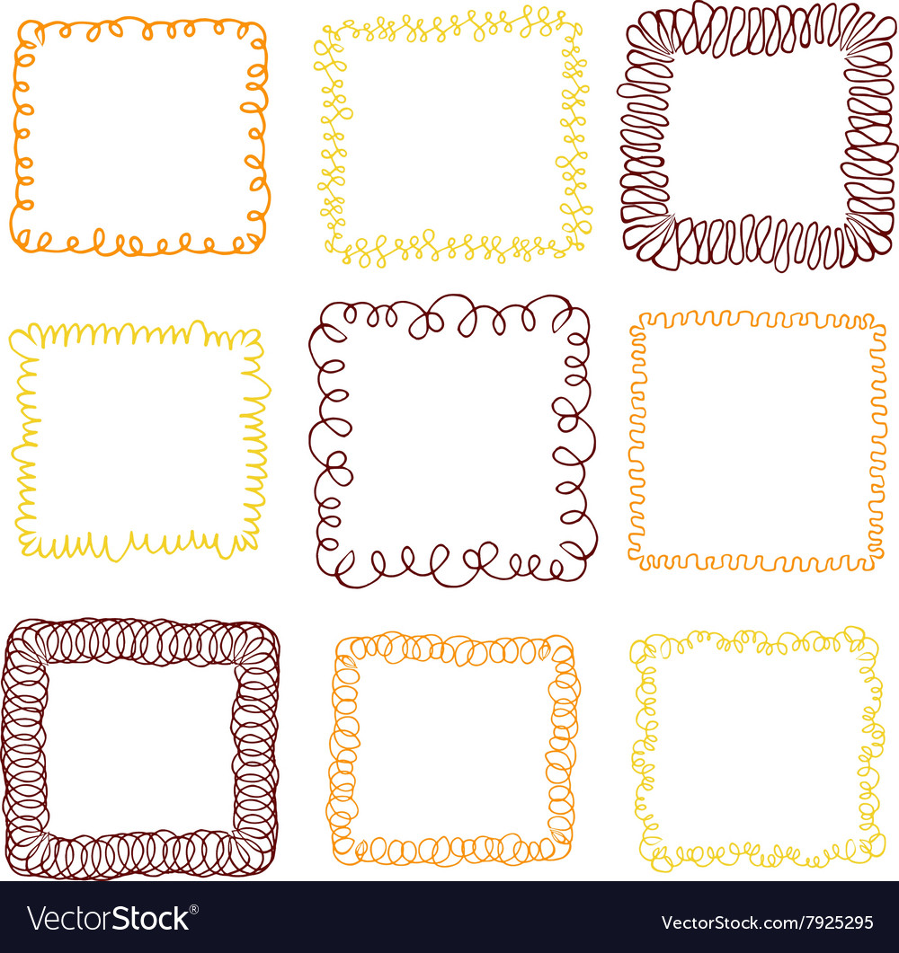 Set 9 decorative square frames Royalty Free Vector Image